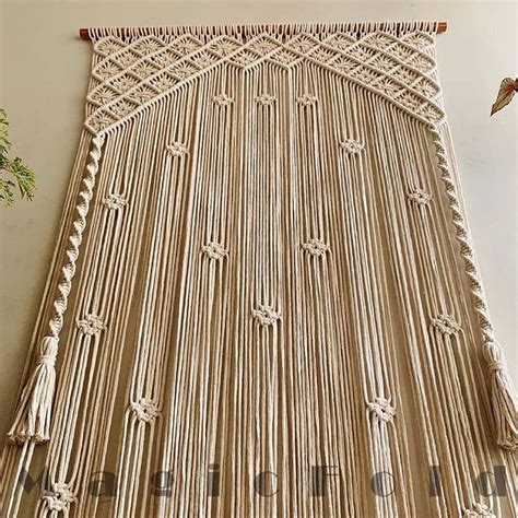 Macramé Doorway Curtains Bohemian Room Divider Handmade Door String Curtain Door Window Curtain
