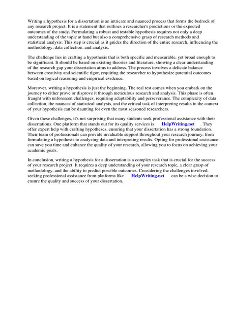 How To Write A Hypothesis For A Dissertation Pdf Hypothesis Scientific Method