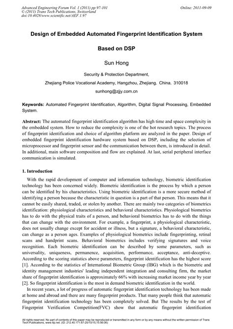 Pdf Design Of Embedded Automated Fingerprint Identification System