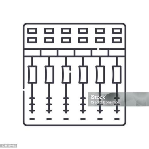 오디오 믹싱 아이콘 선형 격리 된 그림 얇은 선 벡터 웹 디자인 기호 흰색 배경에 편집 가능한 스트로크와 개요 개념 기호 Dj에 대한 스톡 벡터 아트 및 기타 이미지