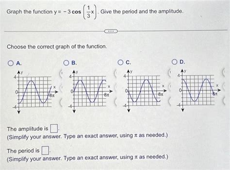 Solved Graph The Function Y Cos A Choose The Correct Chegg Com