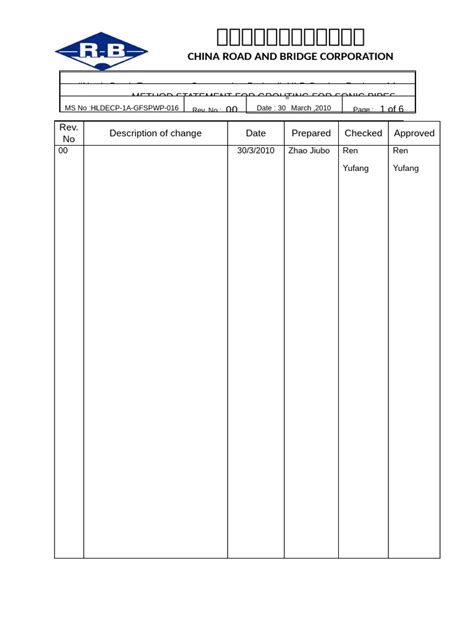Method Statement For Grouting For Sonic Pipes 2010 En Pdf Deep