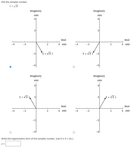 solved plot the complex number 1 31 imaginary imaginary