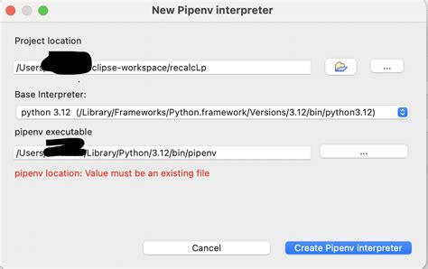Python Cannot Set Pipenv Location In Eclipse Stack Overflow
