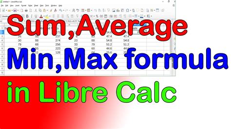 How To Use Sum Min Max And Average And Percent Formula In Libre Calc In Hindi And English YouTube