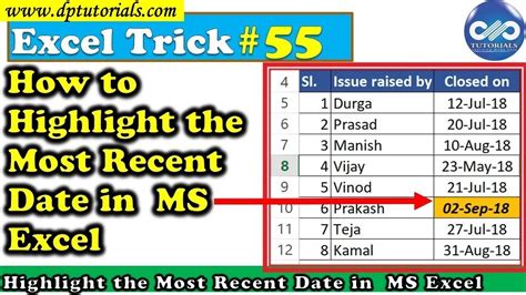 Excel Trick55 How To Highlight The Most Recent Date In Ms Excel
