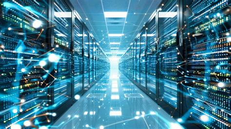 Modern Datacenter With Server Racks Hightech Networking And Computing