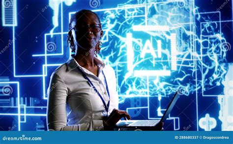 Engineer Maintenancing Ai Systems Stock Video Video Of Futuristic Information 288680337