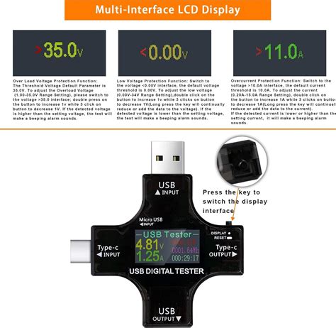 2 In 1 Type C Usb Tester Color Screen Lcd Digital Multimeter Arceli