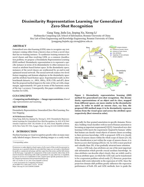 Pdf Dissimilarity Representation Learning For Generalized Zero Shot Recognition
