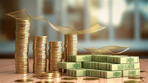 상승 막대 그래프 및 위쪽 화살표 배경을 사용하여 돈 가방 동전 더미 및 달러 지폐의 놀라운 3d 렌더링 동전 가방 배경 놀라 배경 달러 동전 배경 이미지 Hd