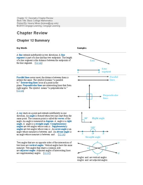 Chapter 7 Weekly Assignment Notes And Answers Chapter 12 Geometry Chapter Review Book Title