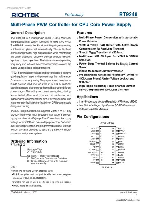 Rt9248 Datasheet Rt9248richtektechnologypdf Multi Phase Pwm Controller Richtek Technology