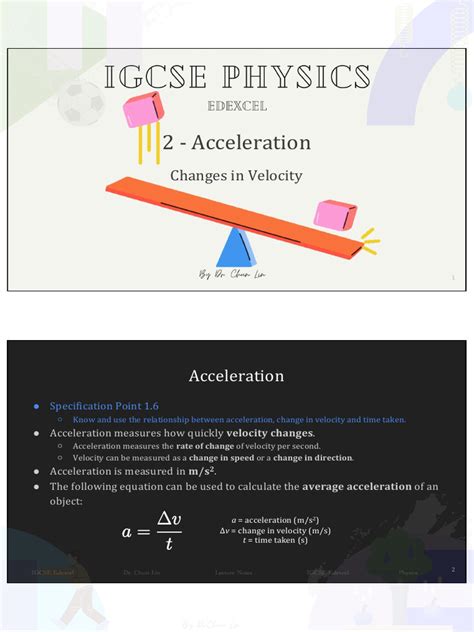 Igcse Physics Lecture 2 Acceleration Gc Pdf