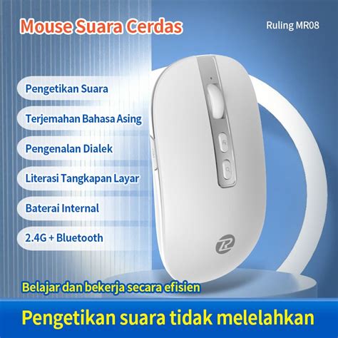 MR08 Mouse AI Cerdas Pengenal Suara Wireless And Bluetooth Dengan 6 Tombol Silent Click