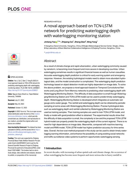 Pdf A Noval Approach Based On Tcn Lstm Network For Predicting Waterlogging Depth With