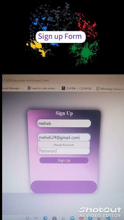 Sign Up Form 🔥👩‍💻 Loginformday 2 Htmlcss Frontendcodecreations
