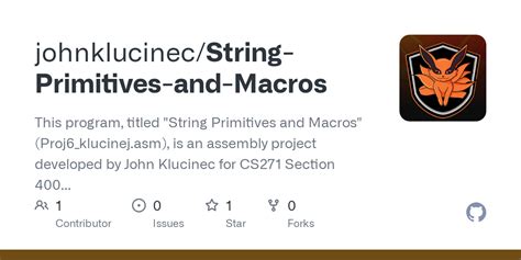 Github Johnklucinecstring Primitives And Macros This Program Titled String Primitives And