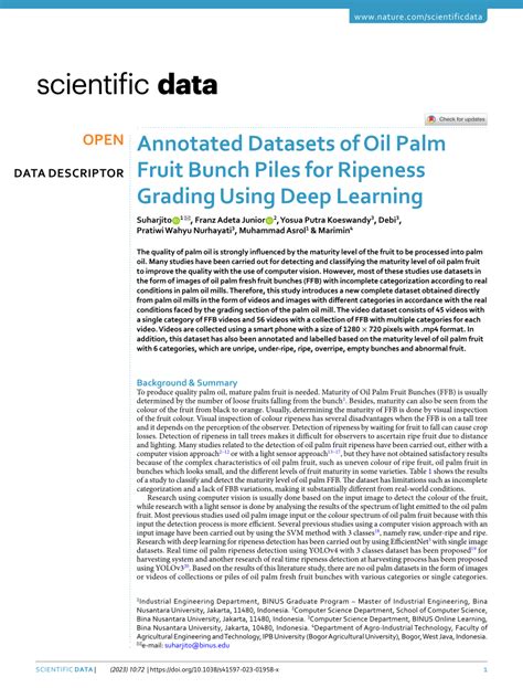 Pdf Annotated Datasets Of Oil Palm Fruit Bunch Piles For Ripeness Grading Using Deep Learning