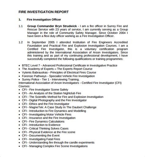 Fire Investigation Report Template