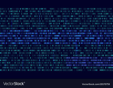 Binary Code Blue Digits On The Computer Screen Vector Image