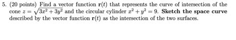 Solved 5 20 Points Find Vector Function Rt That Represents The