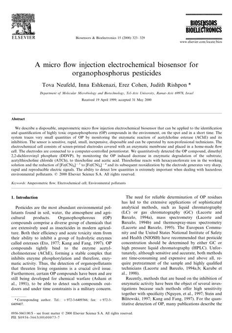 Pdf A Micro Flow Injection Electrochemical Biosensor For Organophosphorus Pesticides