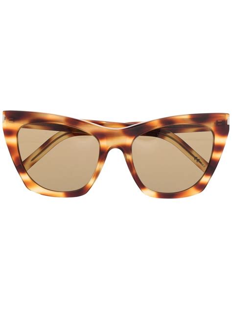 Saint Laurent Eyewear Tortoise Shell Cat Eye Sunglasses Farfetch