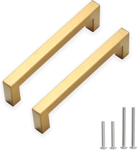 Redunest Cabinet Pulls Gold Cabinet Handles Square Drawer Pulls 2 Pack