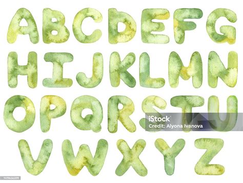 흰색 배경에 고립 된 수채화 영어 알파벳 세트 0명에 대한 스톡 벡터 아트 및 기타 이미지 0명 공부 교육 Istock