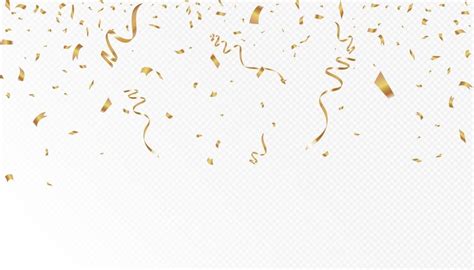 투명 한 배경에 색종이입니다 떨어지는 빛나는 황금 색종이 밝은 황금 축제 반짝이 프리미엄 벡터