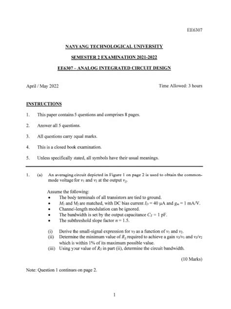 Ee6307 2021 2022 Semester 2 Pdf