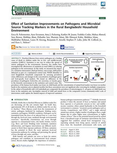 Pdf Effect Of Sanitation Improvements On Pathogens And Microbial
