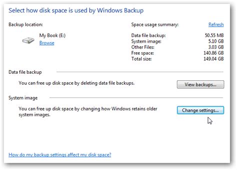 How To Manage Hard Drive Space Used By Windows 7 Backup And Restore