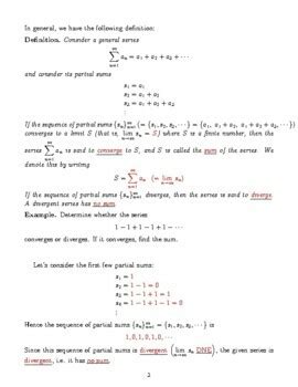 Intro To Infinite Series Lesson Notes Scaffolded Filled Notes