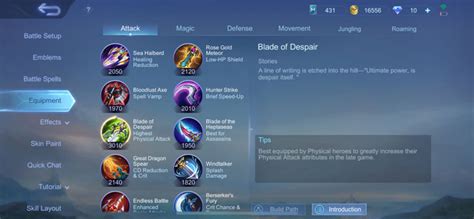 Kegunaan Blade Of Despair Mobile Legends Ml