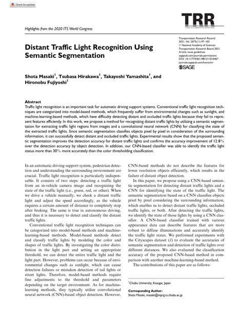 Distant Traffic Light Recognition Using Semantic Segmentation Pdf Image Segmentation