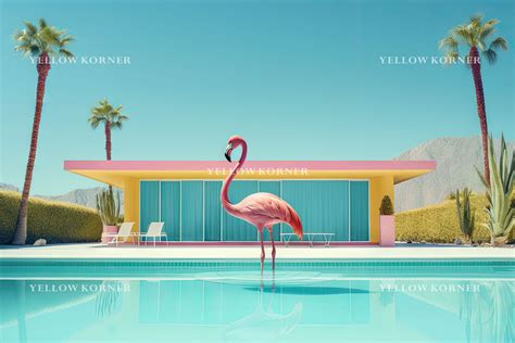 Flamingo By The Pool Pink Flamingo Alexandre Fauve · Art Photographs