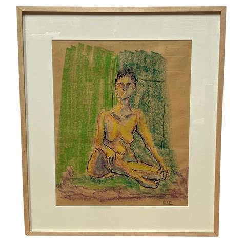 “nude In The Green Realm” Sitting Woman Portrait Pastel By Louis Nadalini For Sale At 1stdibs