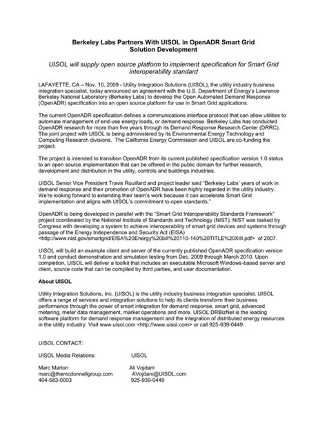 berkeley labs partners with uisol in openadr smart grid solution