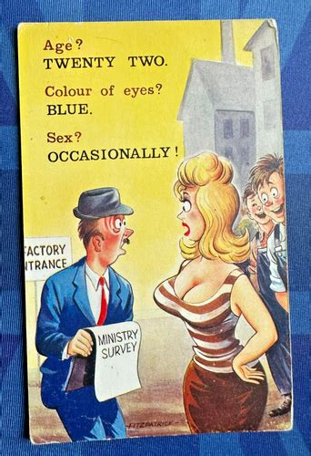 Saucy Bamforth Comic Postcard 1960s Big Boobs Ministry Survey Age Eye