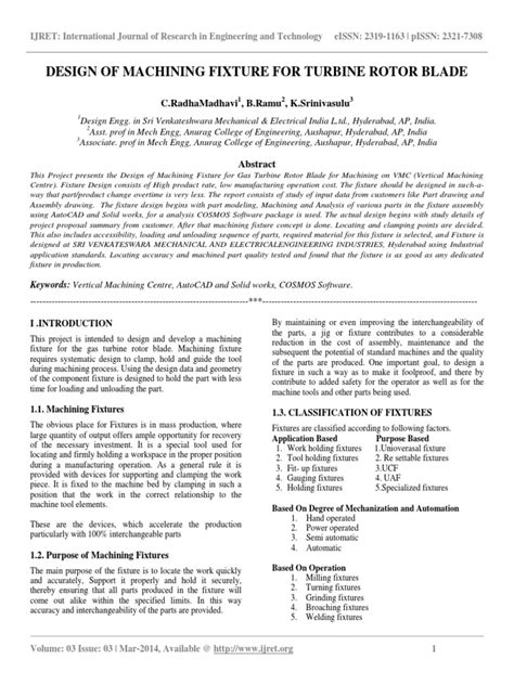 Design Of Machining Fixture For Turbine Rotor Blade Pdf Strength Of