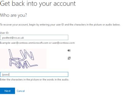 Microsoft Self Service Password Reset Resetting Password