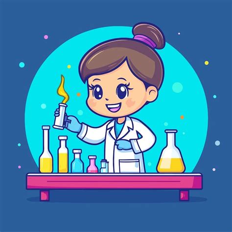 Cute Chemist Mixing Chemicals Cartoon Vector Icon Premium Ai