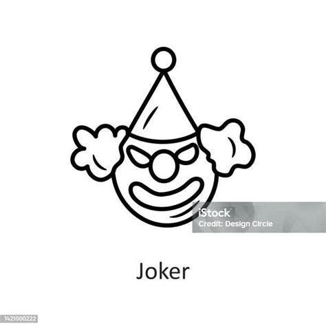 조커 벡터 개요 아이콘 디자인 그림 흰색 배경에 할로윈 기호 Eps 10 파일 라벨에 대한 스톡 벡터 아트 및 기타 이미지 라벨 머리 문신 Istock
