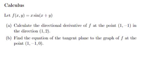 Solved CalculusLet F X Y Xsin X Y A Calculate The Chegg Com