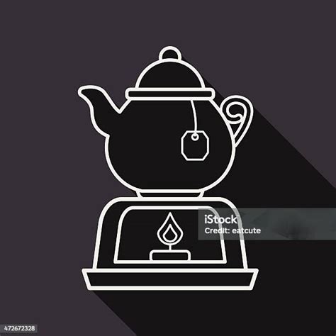 Ikon Pipi Pot Datar Dengan Bayangan Panjang Ikon Garis Ilustrasi Stok