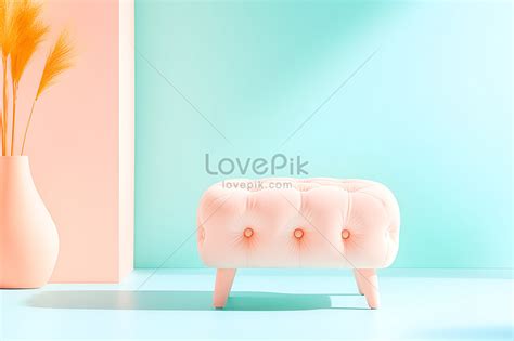 파란색 배경에 분홍색 의자 배경 사진 및 창의적인 일러스트 무료 다운로드 Lovepik