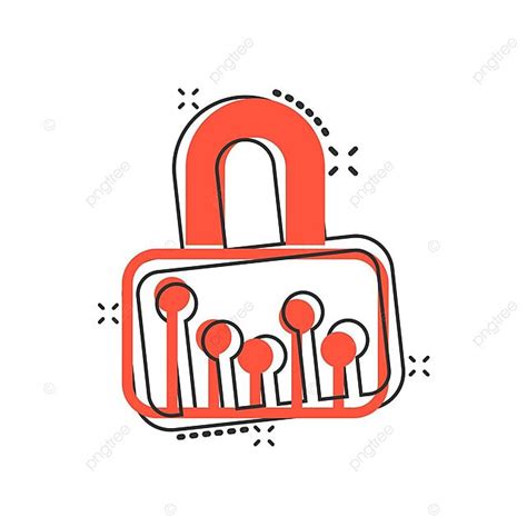 Comicstyle Cyber Security Padlock Icon With Splash Effect Vector Protect Internet Key Png And