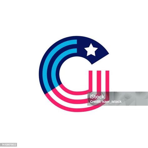 G 편지 로고는 미국 별과 줄무늬 깃발로 만든 알파벳 G에 대한 스톡 벡터 아트 및 기타 이미지 알파벳 G 7월 7월 4일 Istock